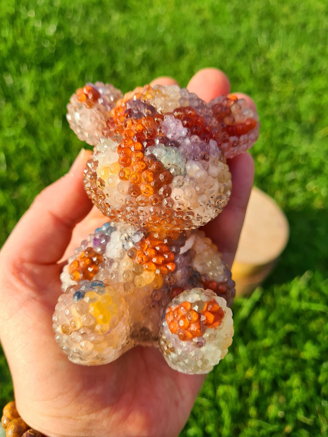 Meditation Teddy Bear With Mixed Crystals, Orgonite Crystal Ornament ...