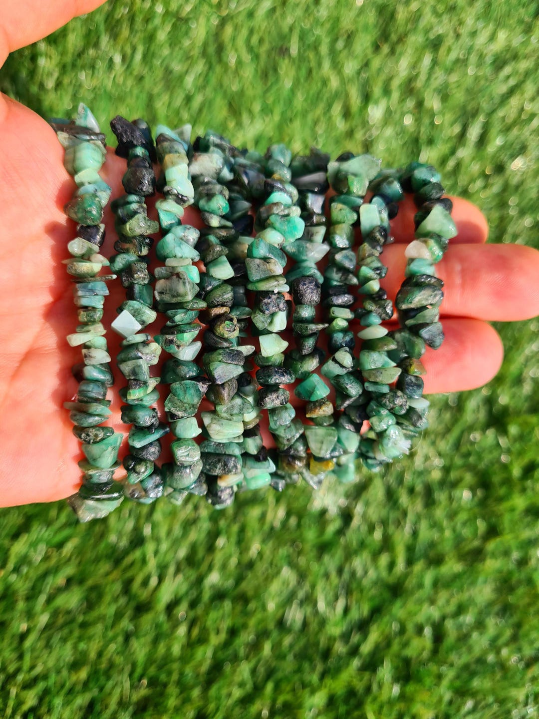 Raw Emerald India Chip Healing Bracelet, Emerald Bracelet, Provides ...