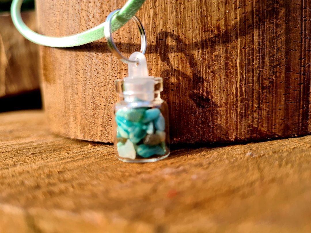 Amazonite Chips in Wishing Bottle Pendant Necklace, Crystals in Bottle ...