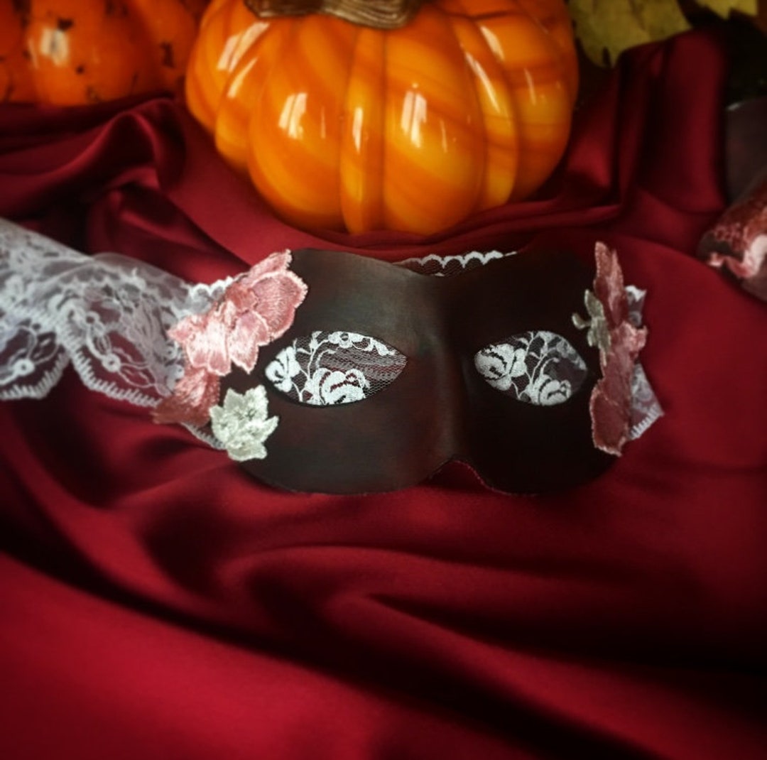 Chocolate Leather and Burgundy Velvet Molded Masquerade Mask - Etsy
