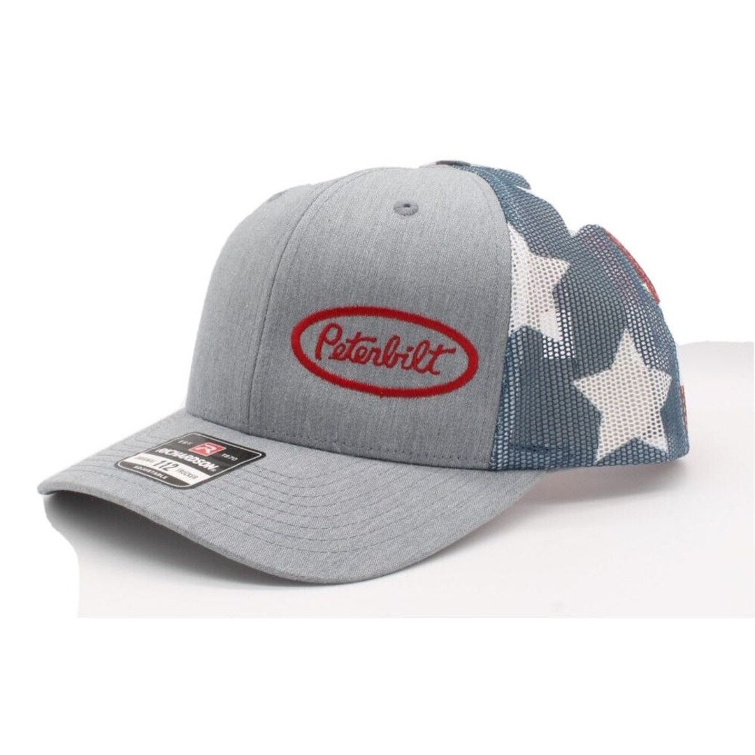 Peterbilt Trucker Hat Heather Gray USA Flag Richardson 112 - Etsy