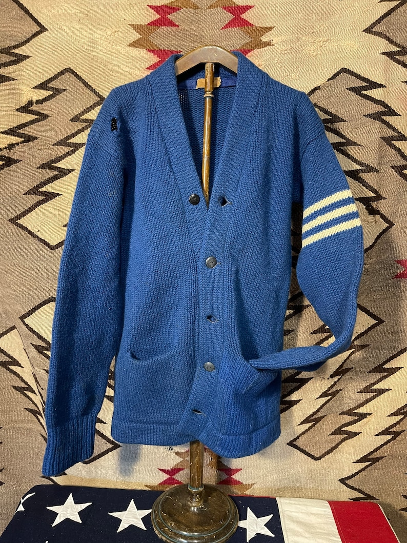 1930s Vintage Letterman Sweater Blue Medium Size - Etsy