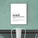 SNACK Word Definition Printable Wall Art | Home Wall Decor | Urban ...