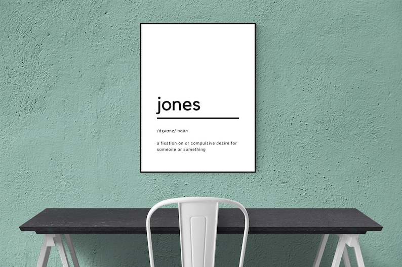 JONES Word Definition Printable Wall Art Home Wall Decor - Etsy