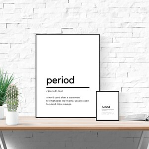 PERIOD Word Definition Printable Wall Art Home Wall Decor Urban ...