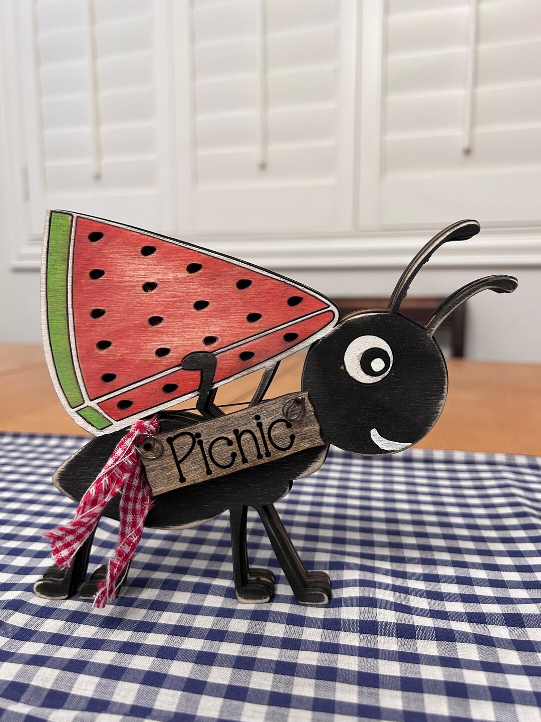 Picnic Ant With Watermelon Unpainted Wood Cutout Kit. - Etsy