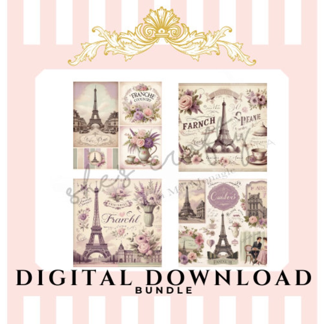 Vintage Paris Purples Digital Prints Bundle - Etsy