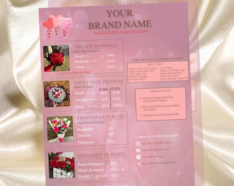 EDITABLE Flower Business Price List: Floral Canva Flyer Template - Etsy