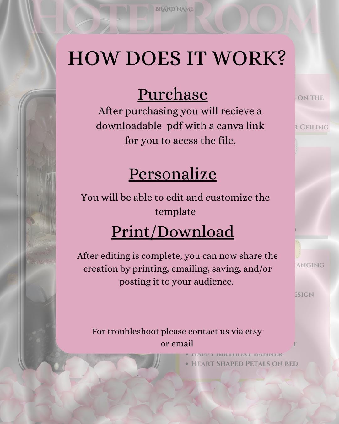 Editable Hotel Room Decoration Price List & Info Sheet Template 5 PAGES ...