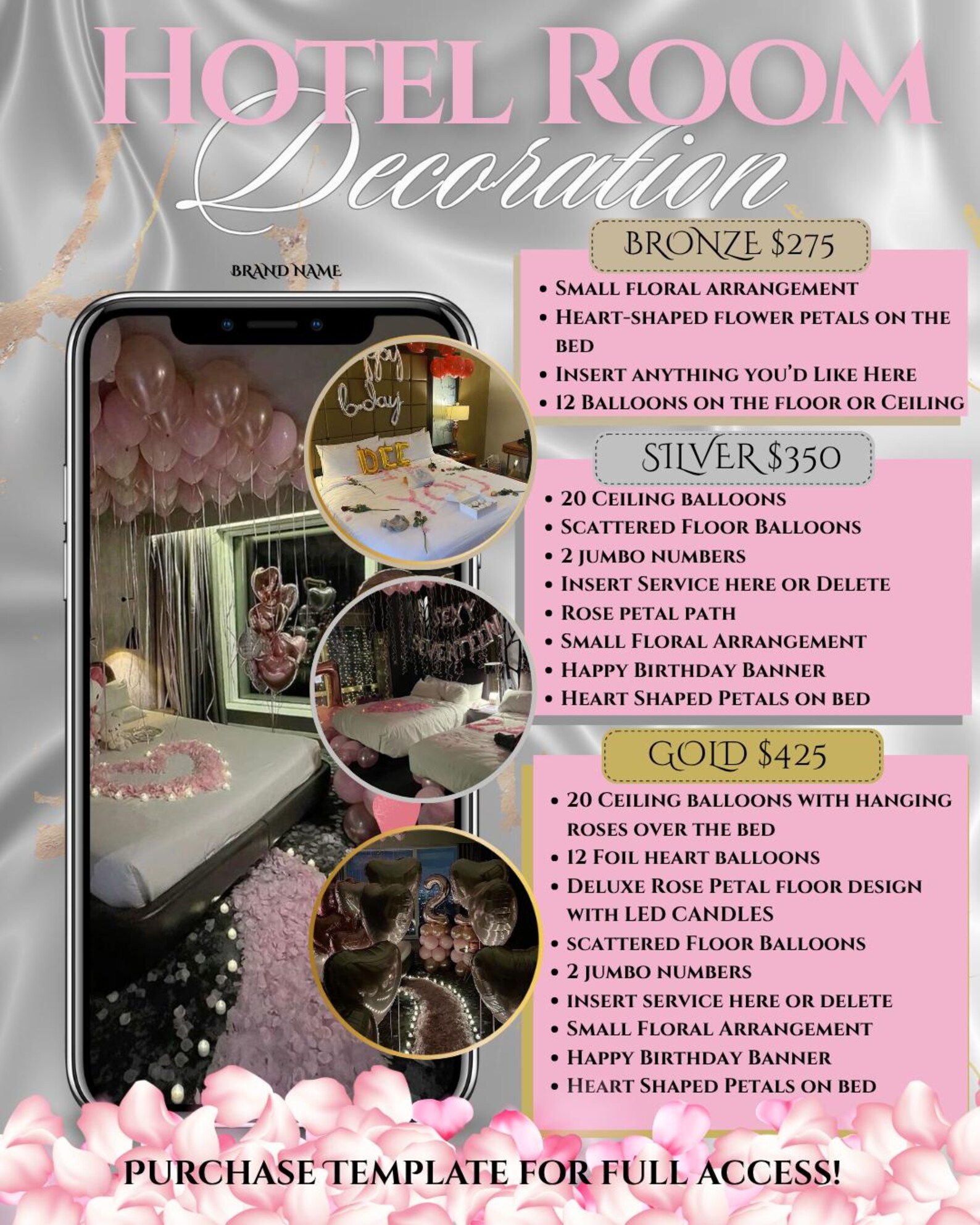 Editable Hotel Room Decoration Price List & Info Sheet Template 5 PAGES ...