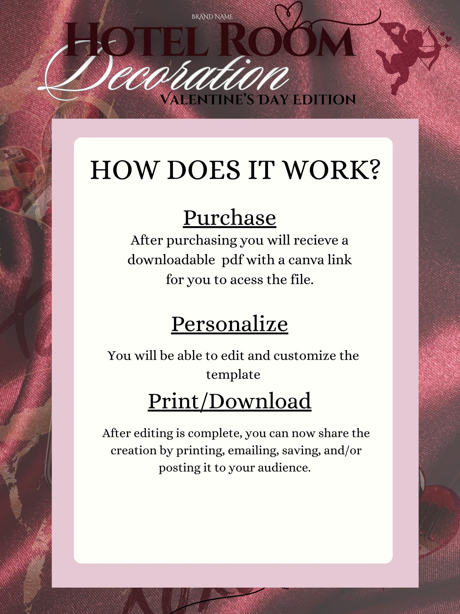 Editable Room Decor Template ROMANTIC THEME Price List & Info Sheet - Etsy