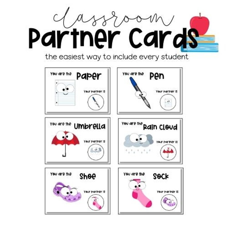 Classroom Partner Cards - Etsy