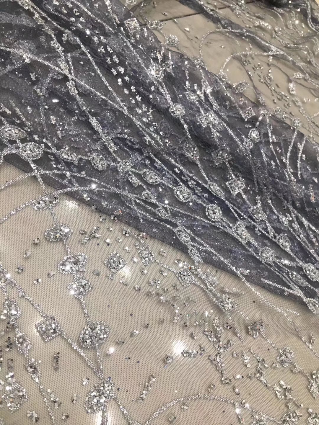 Silver Glitter Tulle Lace Fabric: Geometric Bridal Mesh, 51" Wide - Etsy