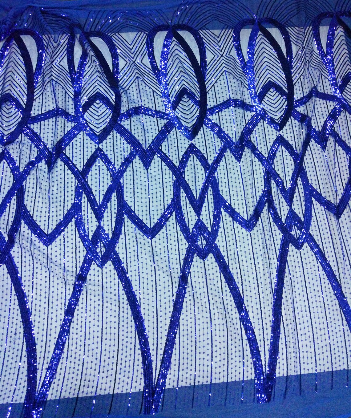 Royal Blue Sequin Fabric Mesh Embroidery Lace Fabric Prom Gown - Etsy