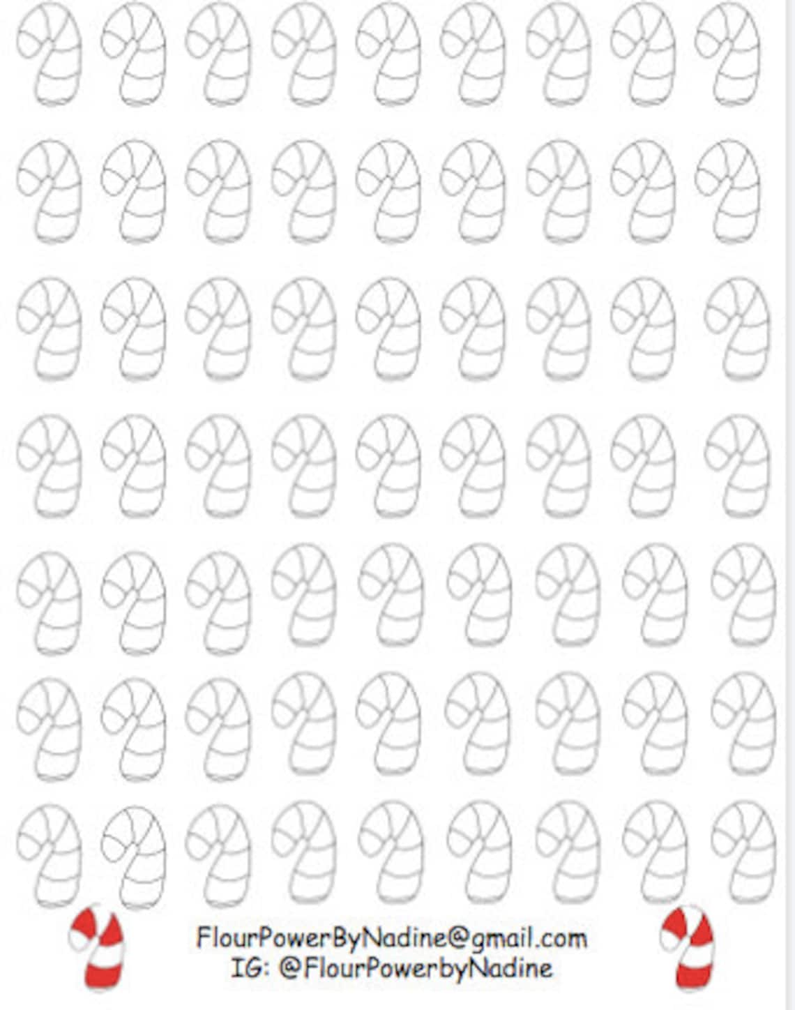 Candy Cane Royal Icing Transfer Sheets 3 sizes DIGITAL | Etsy