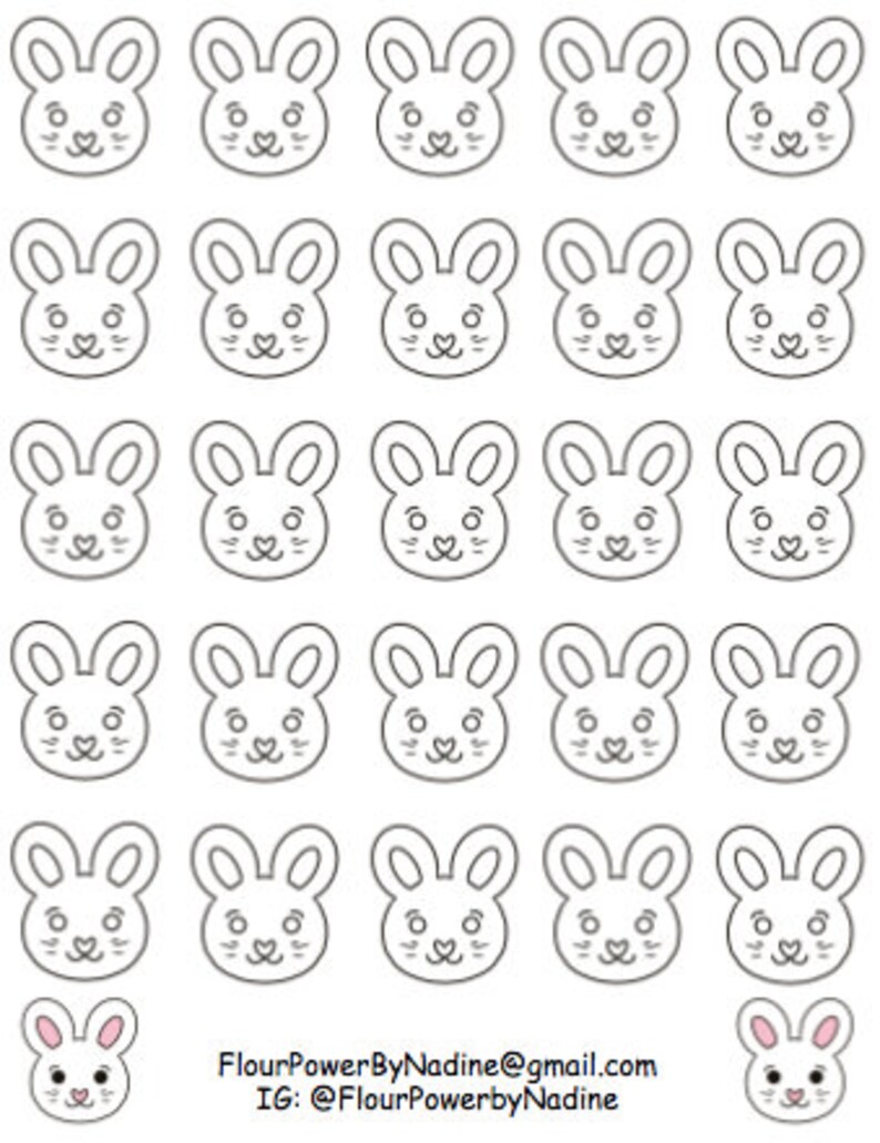 Easter Bunny Royal Icing Transfer Sheets 3 sizes DIGITAL | Etsy