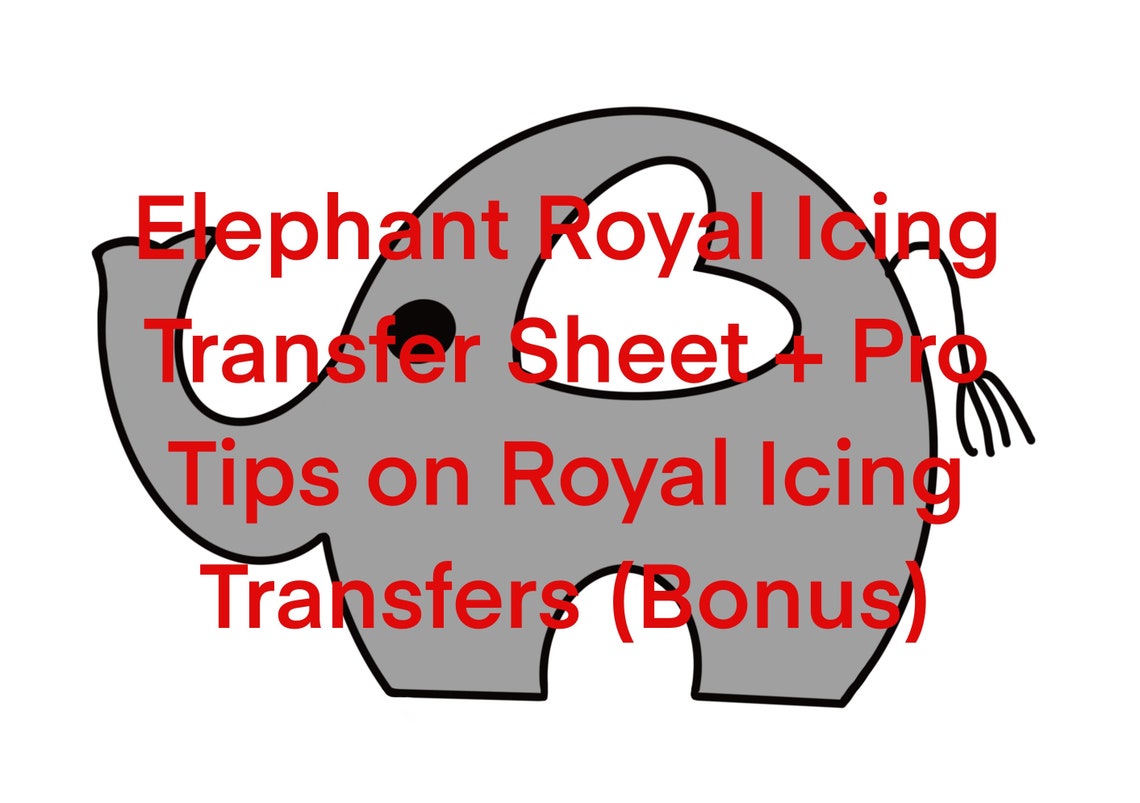 Elephant Royal Icing Transfer Sheets 3 sizes DIGITAL | Etsy