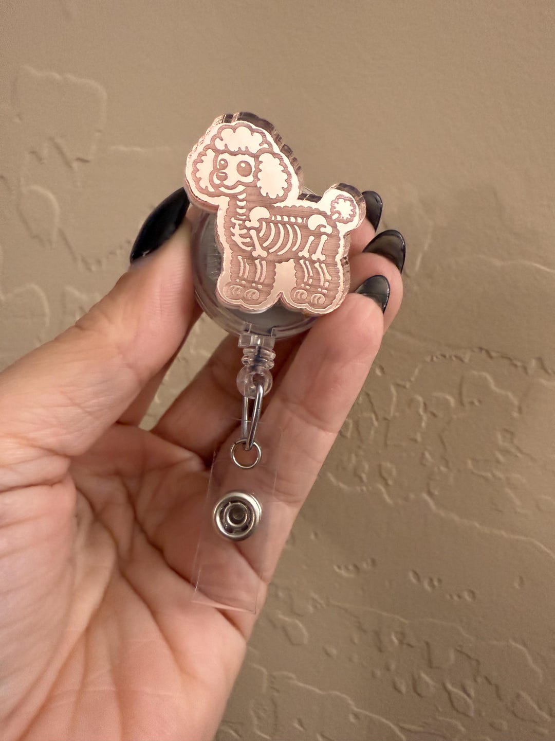 Poodle Dog Skellie Rose Gold Mirrored Badge Reel, Ct Tech, Computed ...