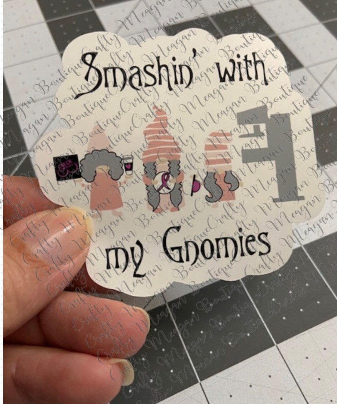 Smashin’ With My Gnomies Glossy Sticker, Mammo, Mammography ...