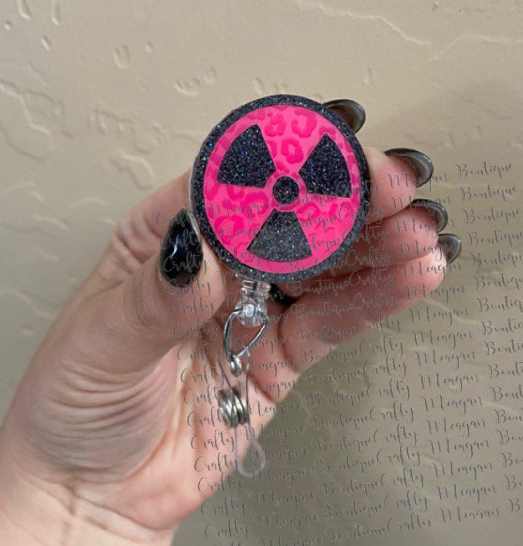 Radiation Symbol Cheetah Print W/black Glitter Badge Reel, Ct Tech ...