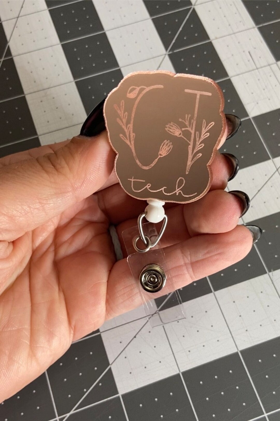 Flowery CT Tech Rose Gold Badge Reel, Ct Tech, Computed Tomography, Cat ...