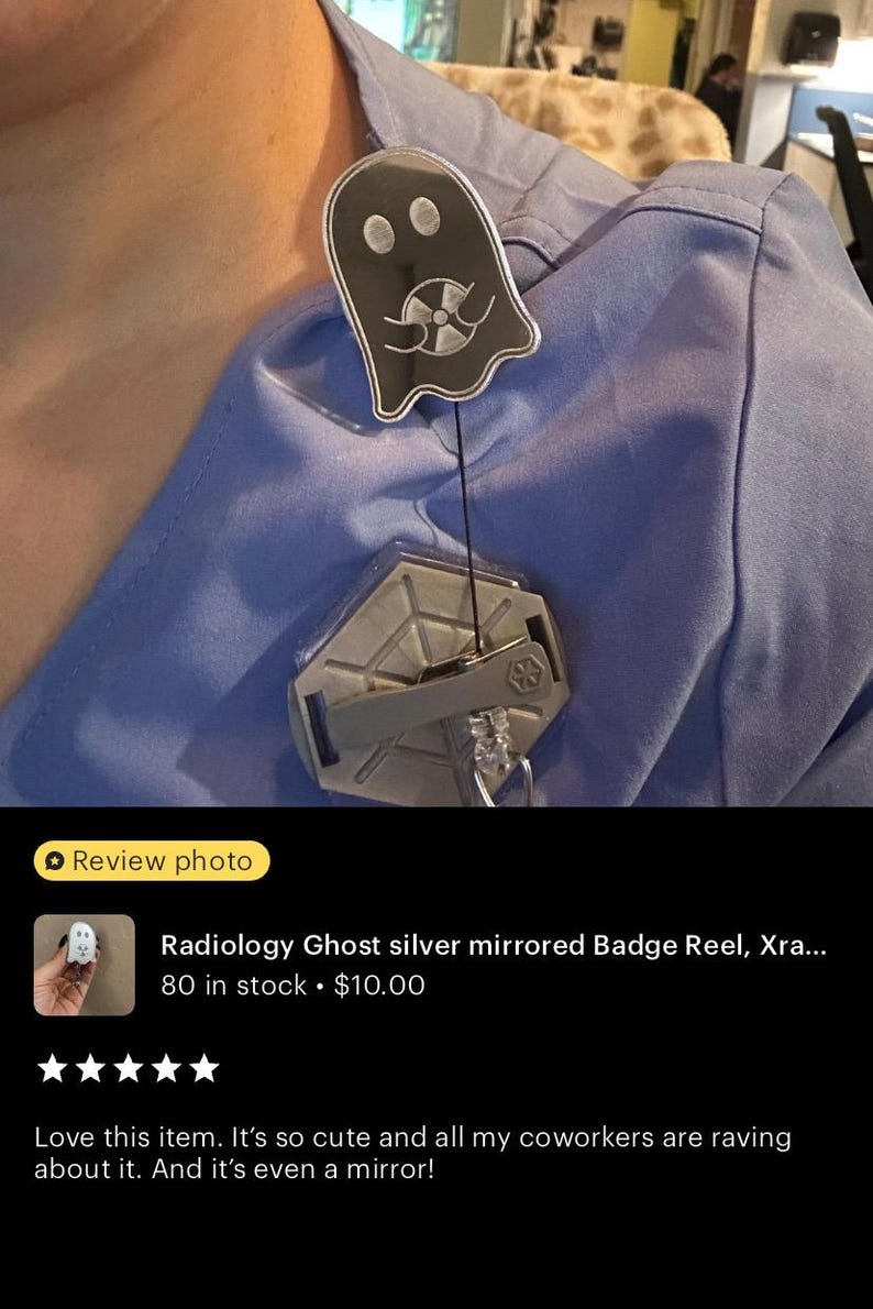 Radiology Ghost Silver Mirrored Badge Reel, Xray Tech, Ct Tech ...