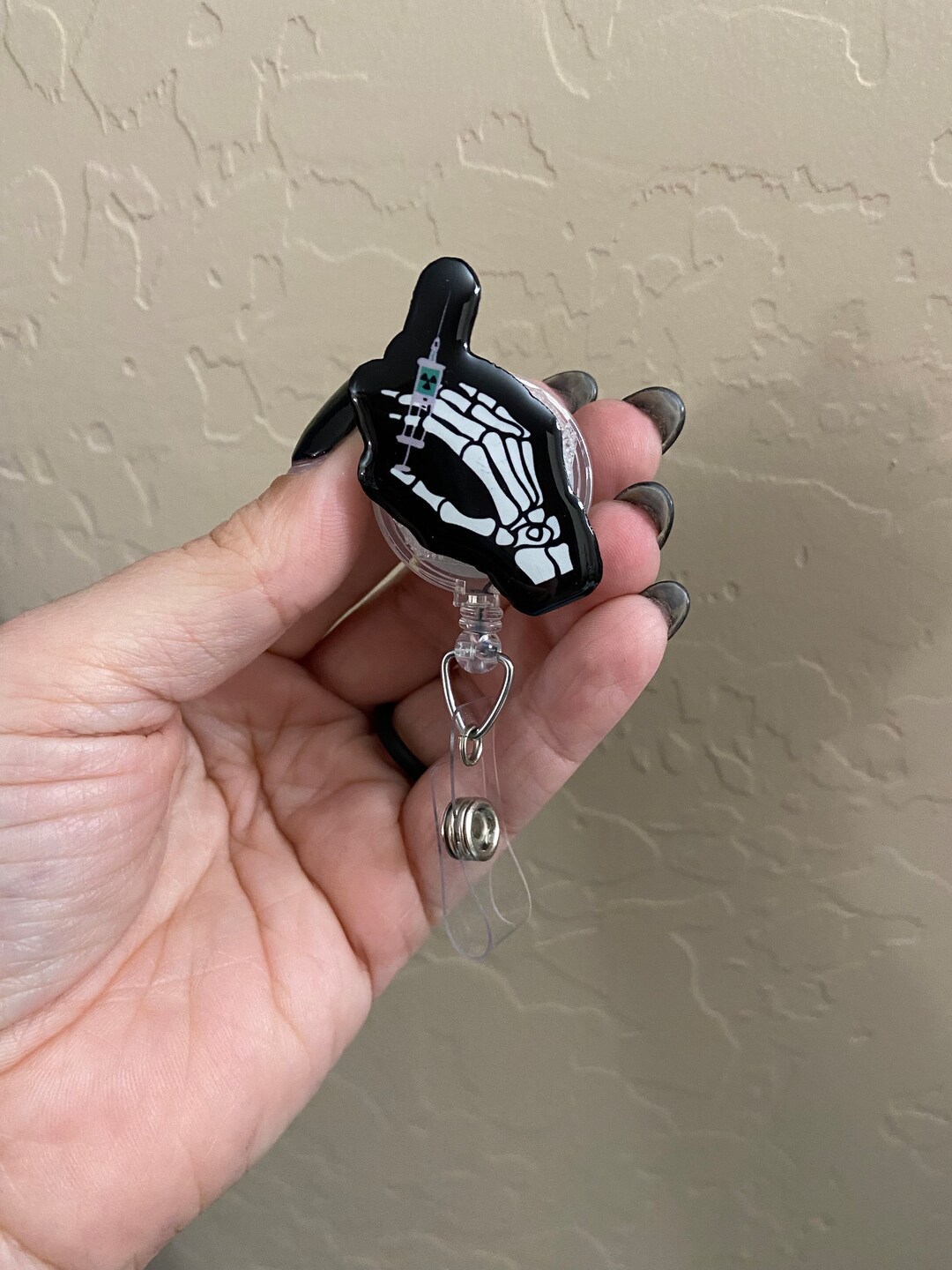 Skeleton Hand W/needle Badge Reel, Radiology, Rad Tech, Xray Tech ...