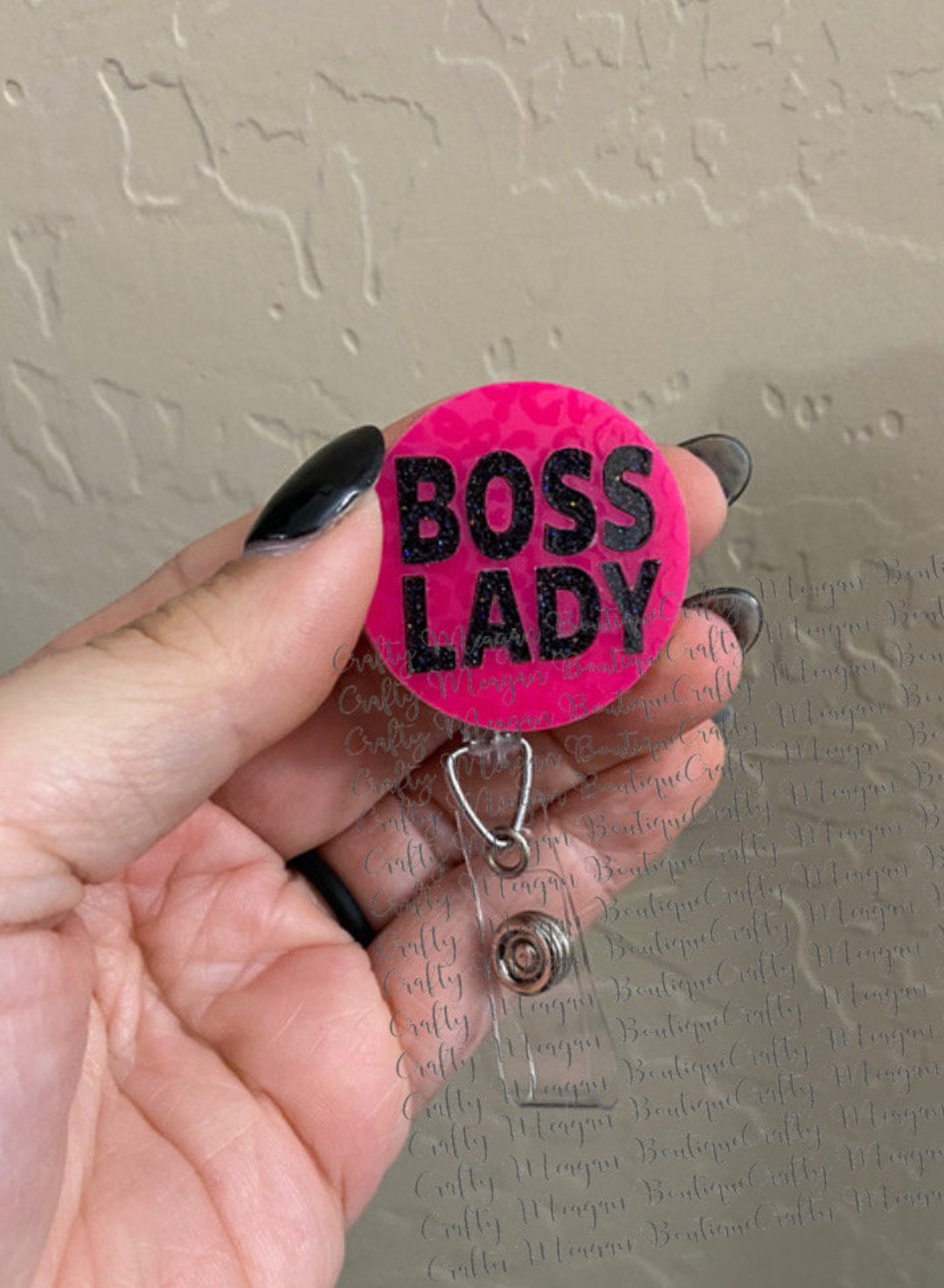 Boss Lady Cheetah Print W/black Glitter Badge Reel, Ct Tech, Computed ...