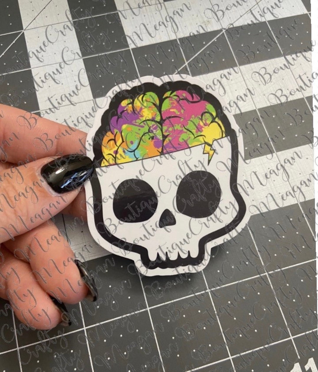 Skull Colorful Brain Glossy Sticker, Rad Tech, Ct Tech, Radiology ...