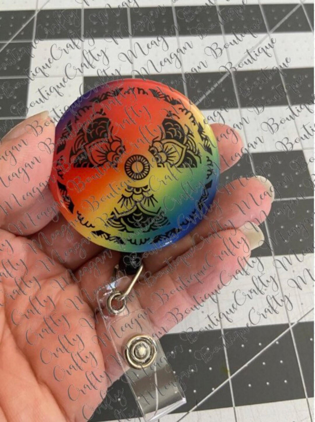 Radiation Symbol Mandala Rainbow Background Badge Reel, Rad Tech, Xray ...