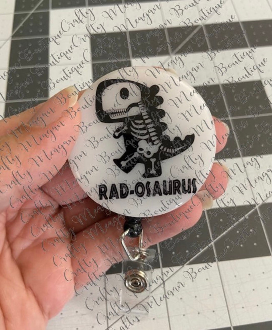 Rad-osaurus Badge Reel, Skeleton, Rad Tech, Radiologic Technologist ...