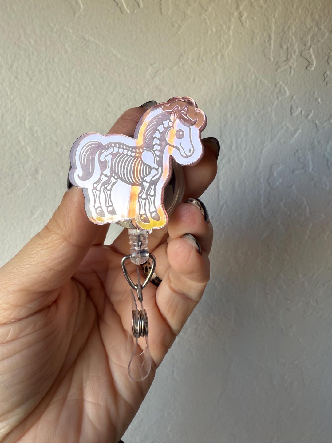Horse Skellie Rose Gold Mirorred Badge Reel, Ct Tech, Computed ...