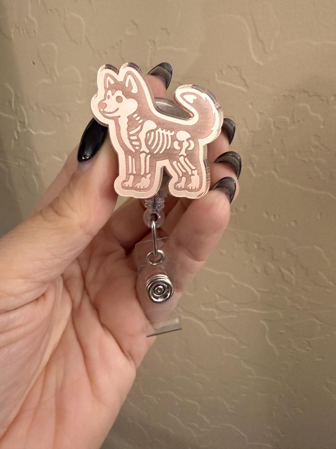 Husky Skellie Rose Gold Mirrored Badge Reel, Ct Tech, Computed ...
