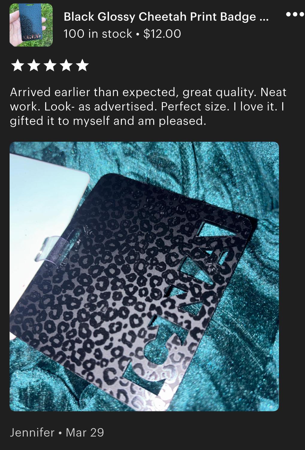 Black Glossy Cheetah Print Badge Buddy, Rad Tech, Xray Tech, Ct Tech ...