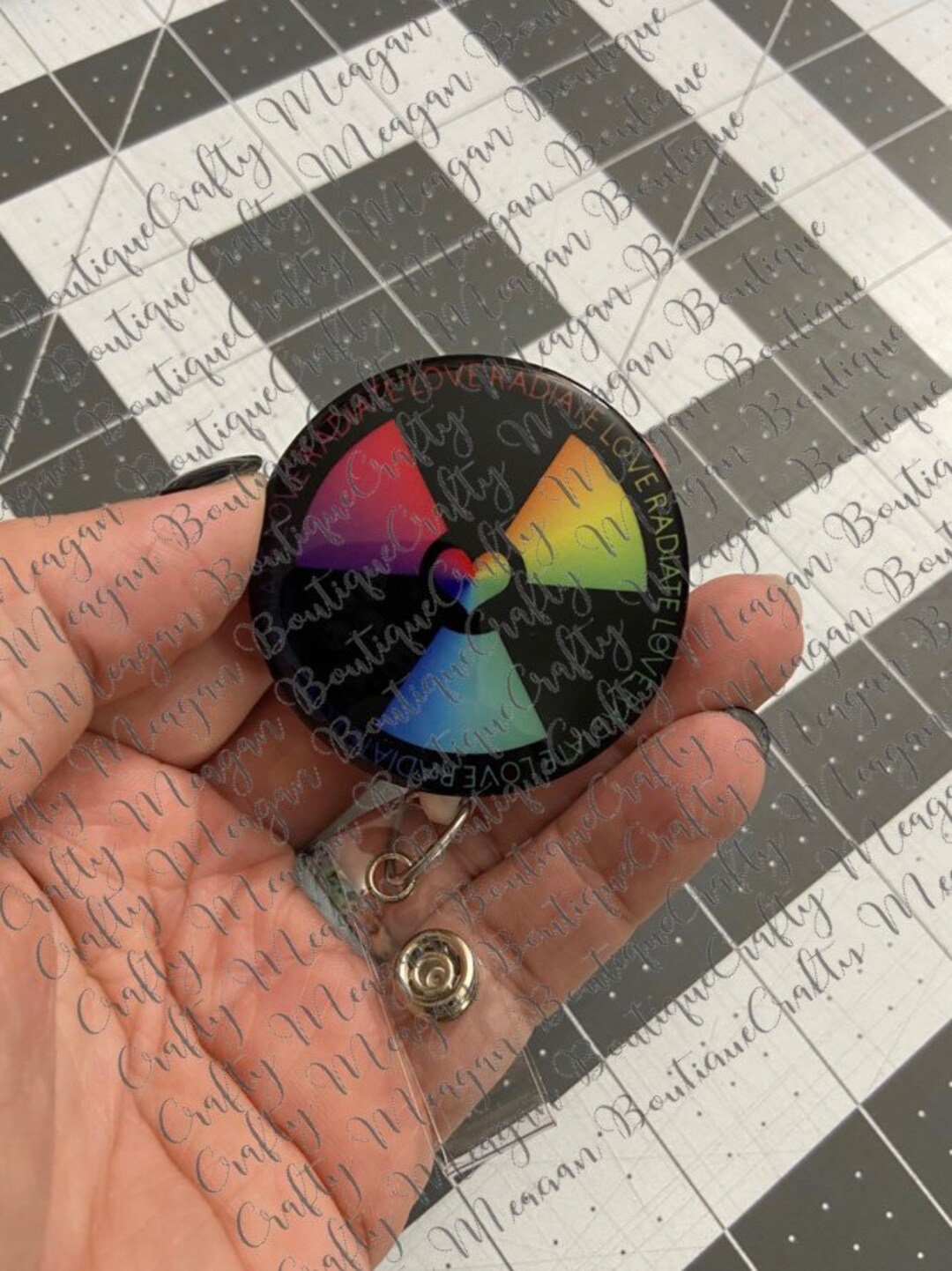 Radiate Love Rainbow Radiation Symbol Badge Reel, Rad Tech, Radiology ...