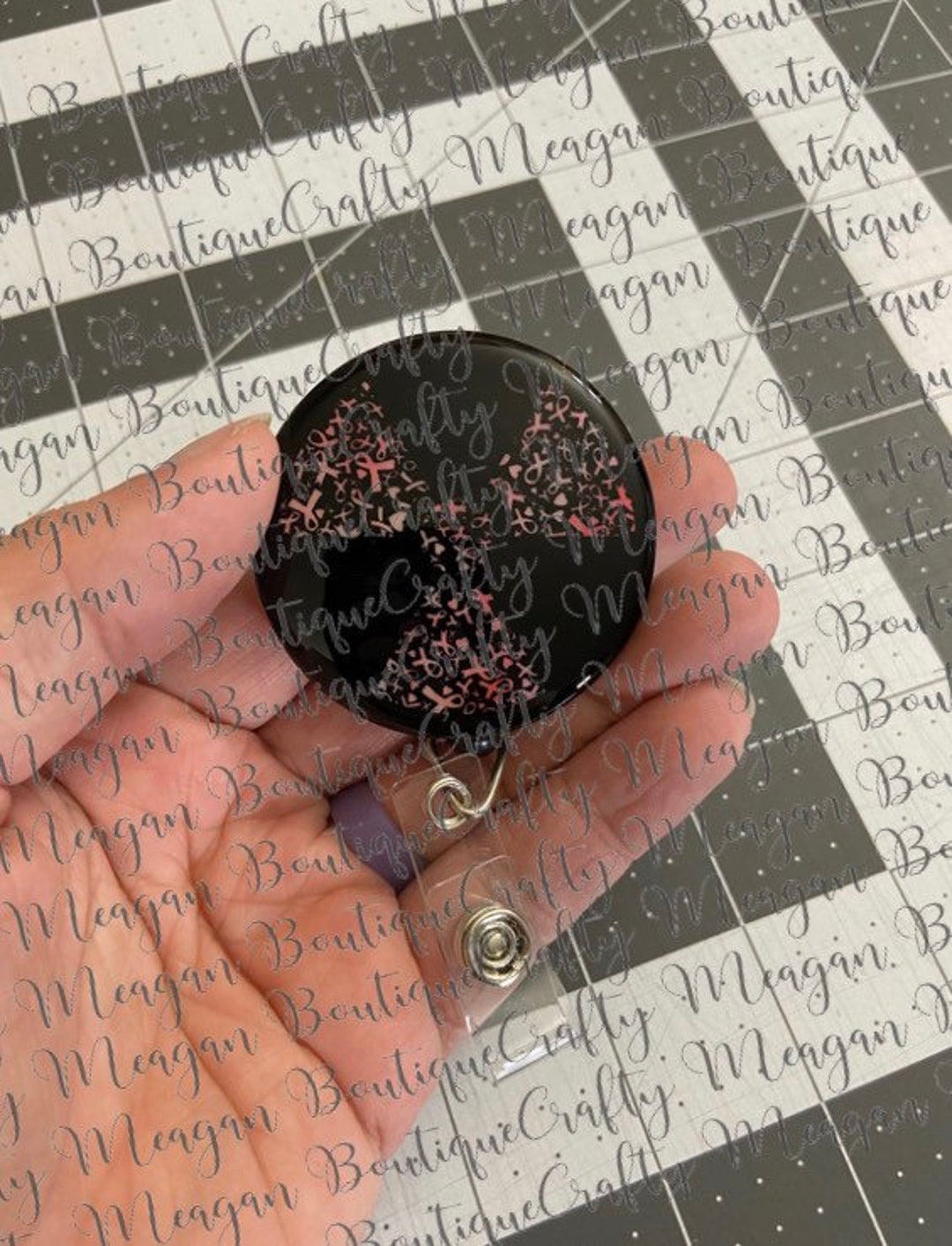 Breast Cancer Ribbon Radiation Symbol Badge Reel, Radiology, Rad Tech ...