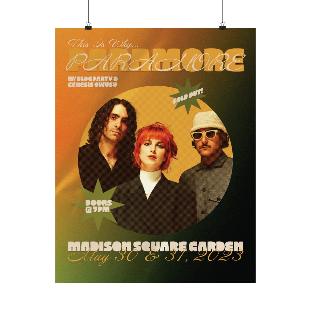 Paramore Matte Vertical Show Poster MSG This is Why Tour 2023 - Etsy