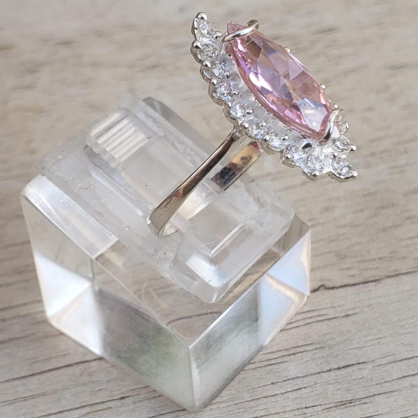 Pink zirconia sterling silver 925 pure ring Sz 7 1/4 TAXCO - Etsy España