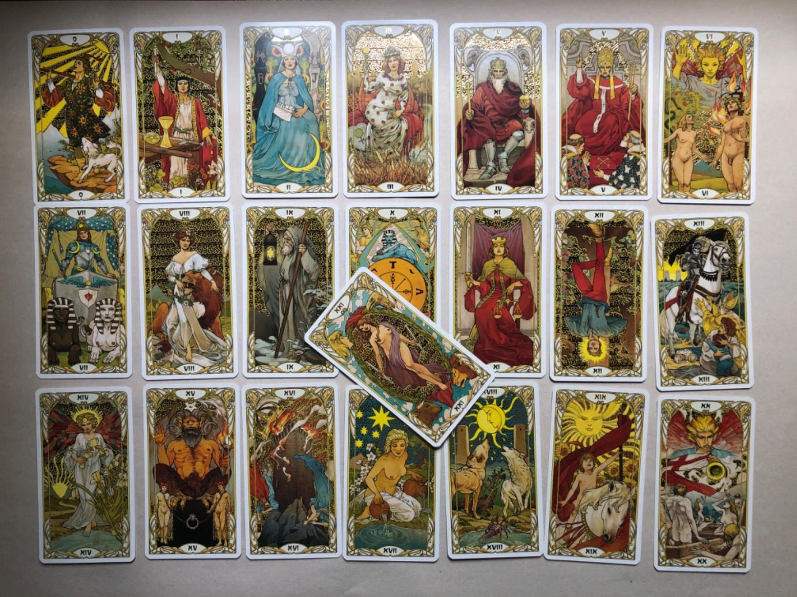 Golden Art Nouveau Tarot, Golden Tarot Deck Rider Waite, English ...