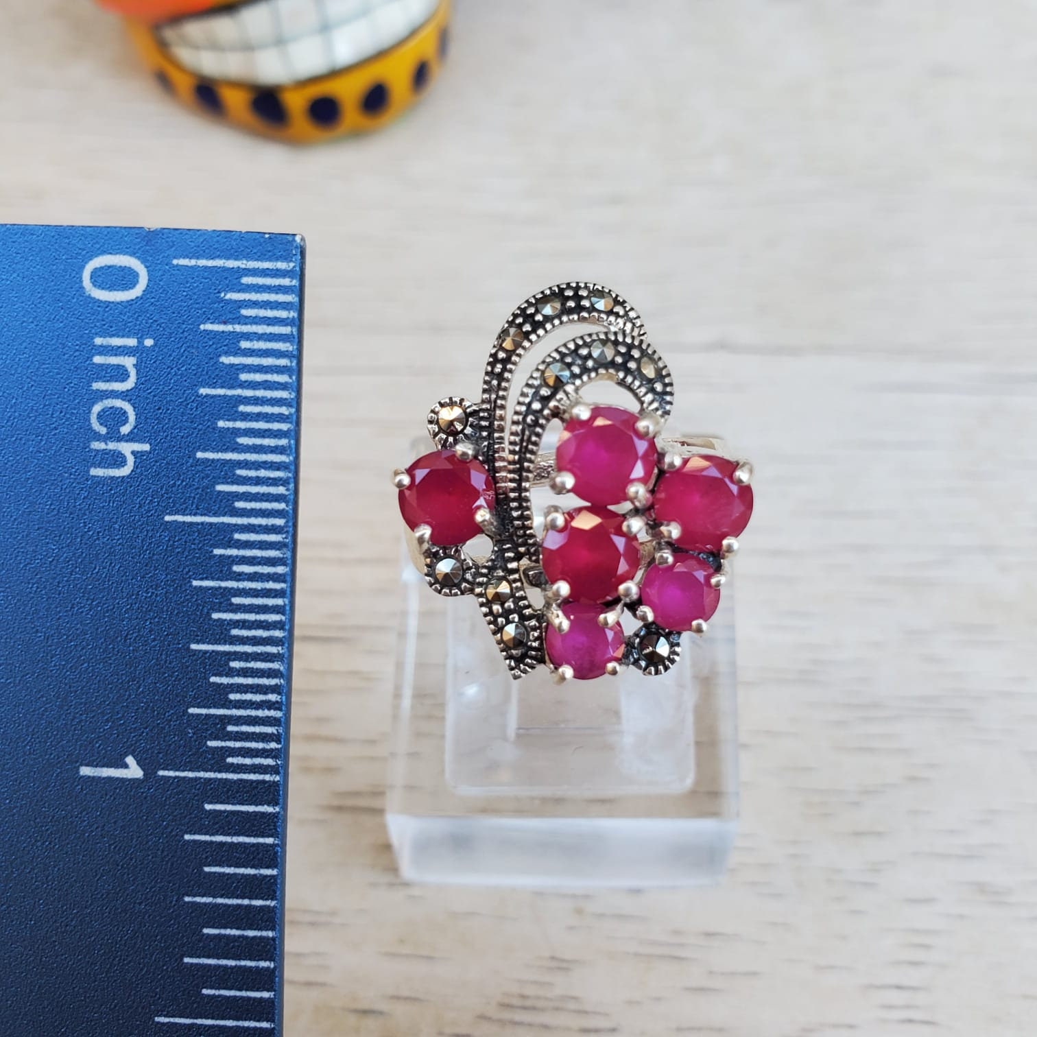 Red Zirconia Ring Sterling Silver 925 pure Sz 7 TAXCO - Etsy España