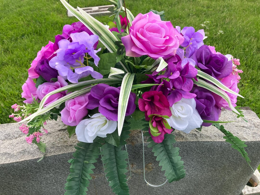Floral Headstone Saddle - MADE in the USA! A Beautiful Violet Floral ...