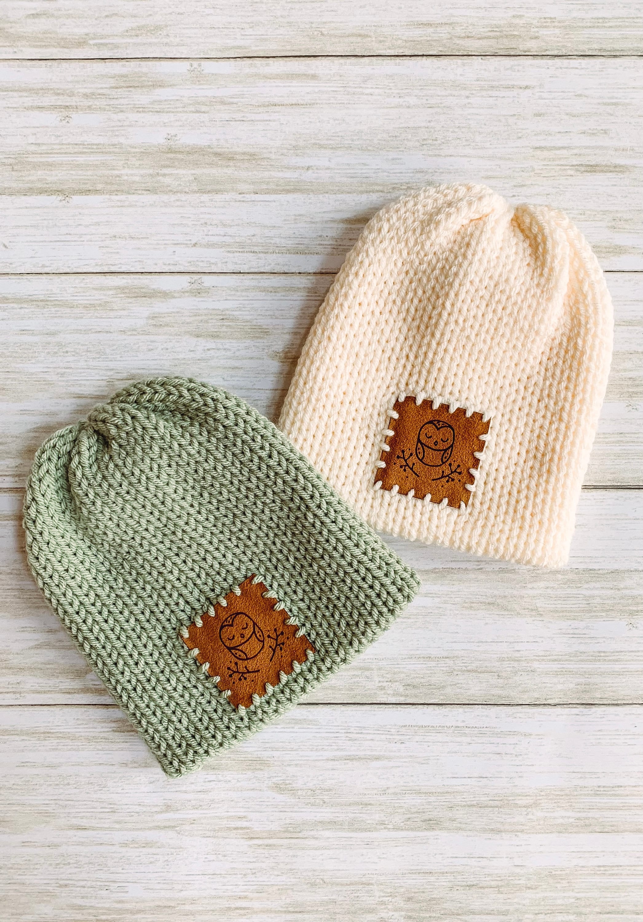 BABY BEANIE Newborn Beanie Knit Baby Hat With Patch Baby - Etsy