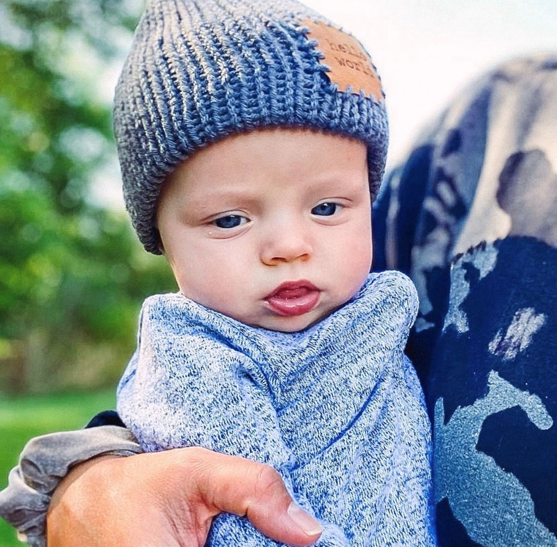 BABY BEANIE Newborn Beanie Knit Baby Hat With Patch Baby - Etsy