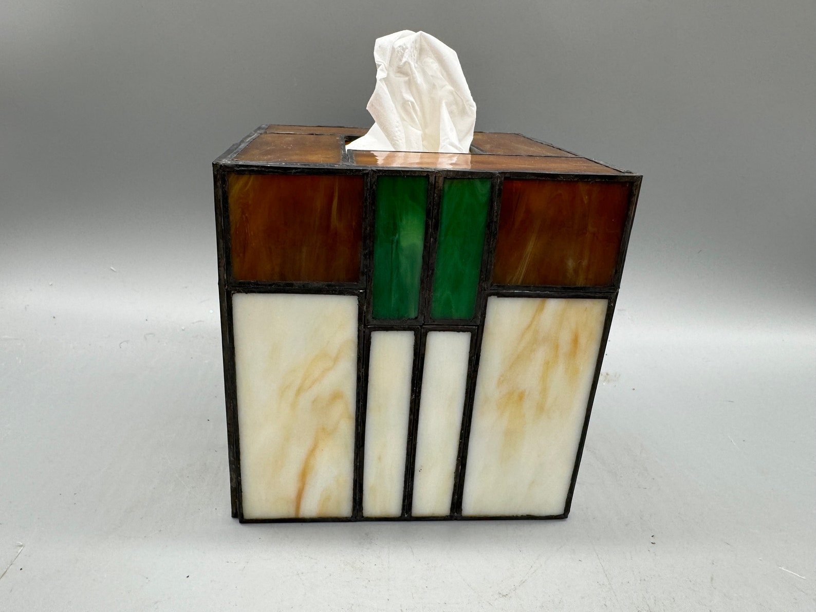 Craftsman Style Stained Glass Tissue Box Cover - Etsy UK