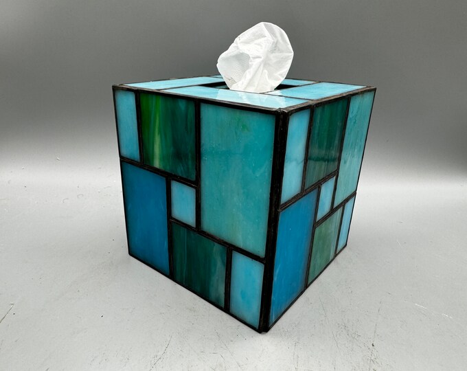 Lagoon Stained Glass Tissue Box Cover - Etsy