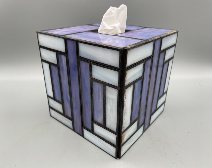 Art Deco Stained Glass Tissue Box Cover - Lavender - Etsy