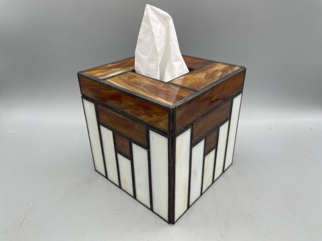 Bungalow Stained Glass Tissue Box Cover - Etsy