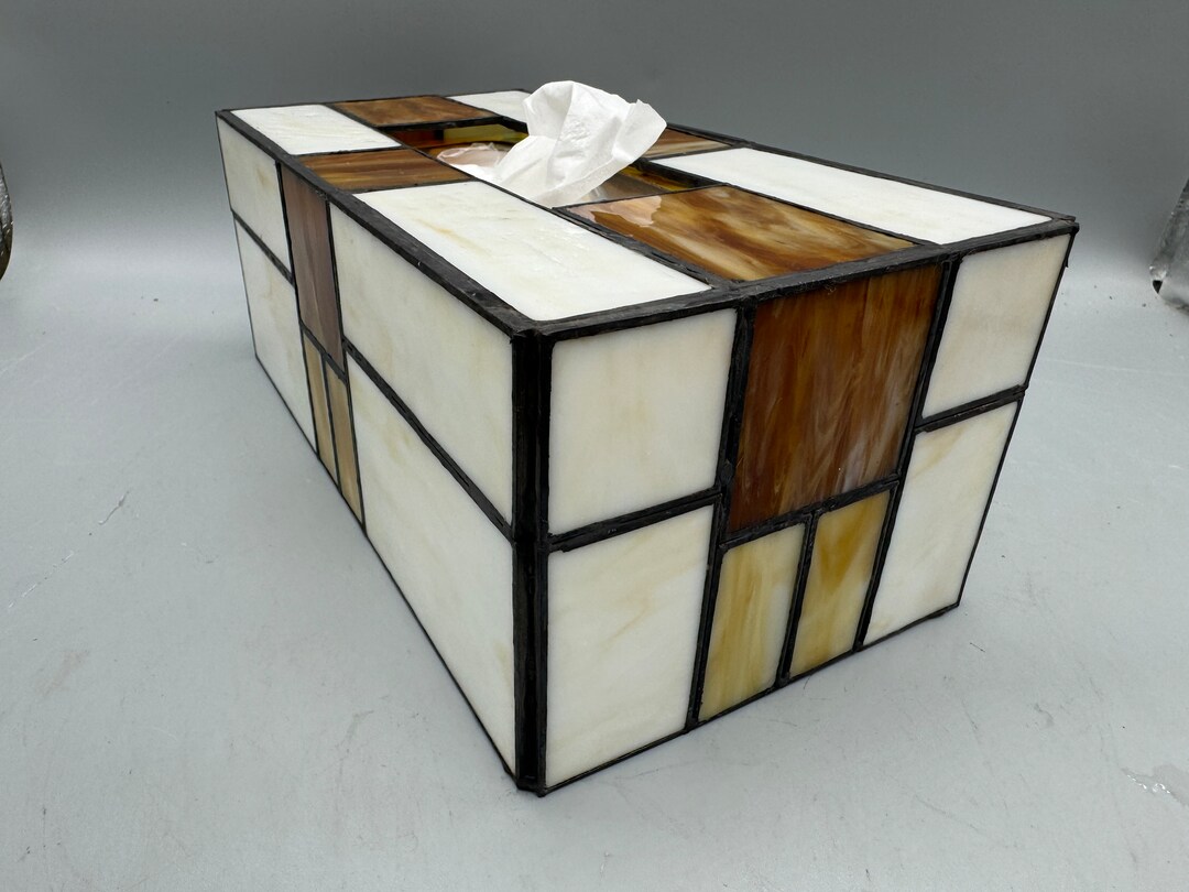 Arts and Crafts Stained Glass Tissue Box Cover - Etsy