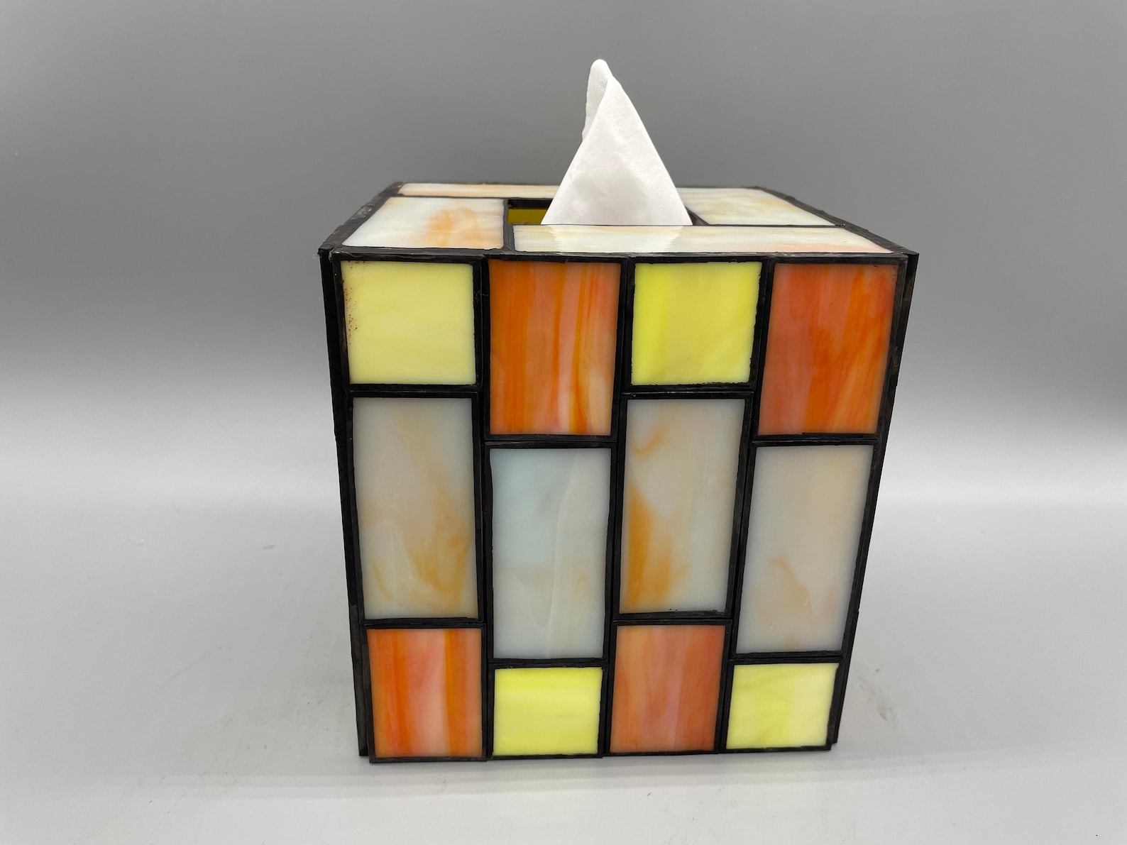Creamsicle Stained Glass Tissue Box Cover | Etsy