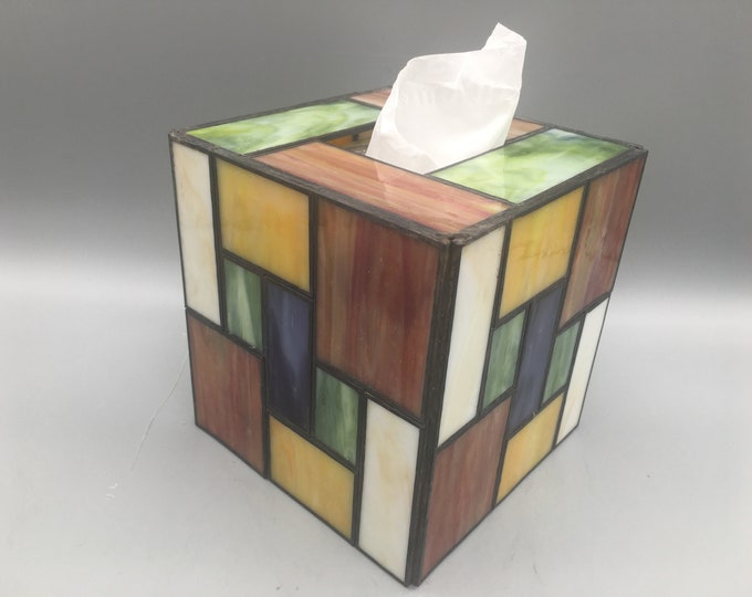 Tuscan Stained Glass Tissue Box Cover - Etsy